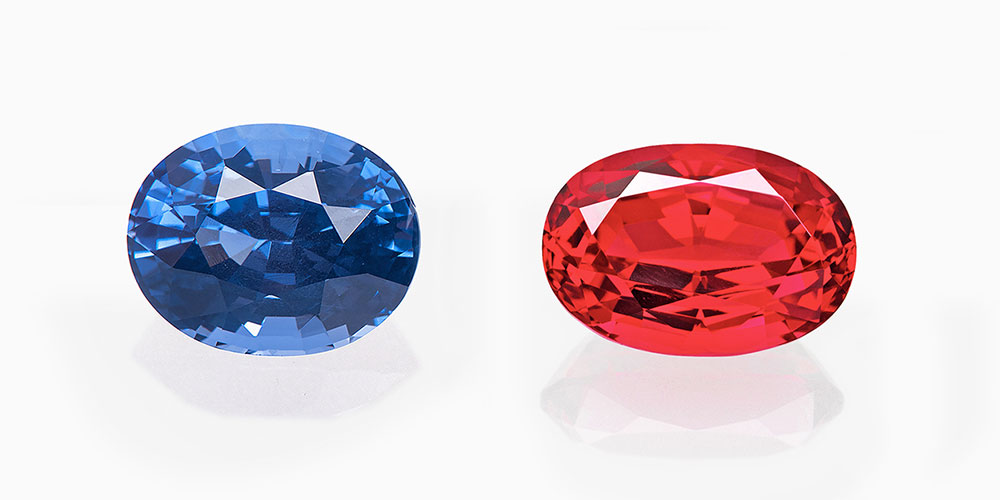 Blue and red gemstone store